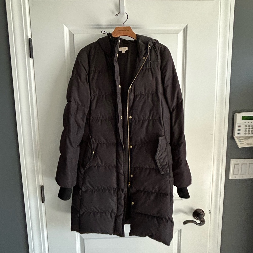 Jcrew Long Puffer Jacket With Hood Size Small - Gem